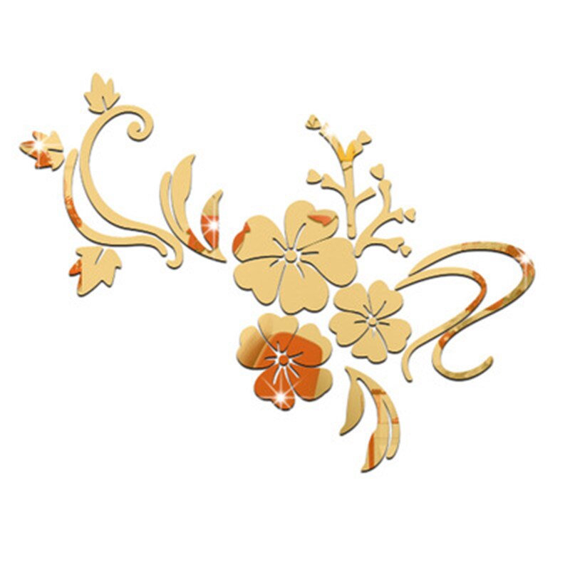 Romantische Blume Reben Acryl Spiegel Wand Aufkleb... – Vicedeal