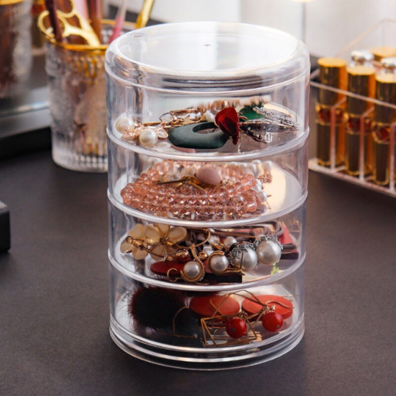 4 Tiers/layers Round Jewelry Storage Box Acrylic S... – Grandado