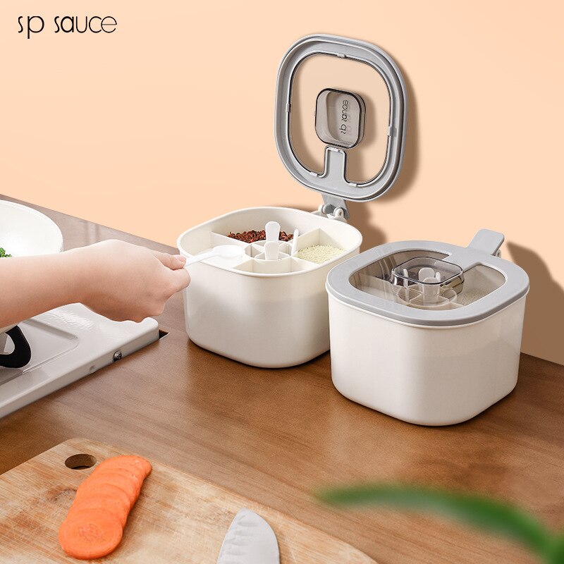 Japan 4 in 1 Plastic Seasoning Box with Spoons Cle... – Grandado