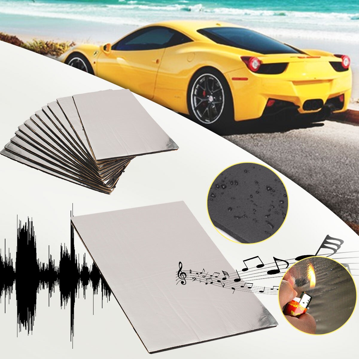 12pcs 10mm Car Sound Mat Proofing Deadener Heat Noise Insulation ...