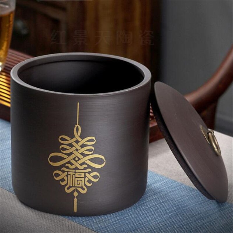 Yixing Paarse Klei Thee Opslag Jar Hand Geschilder... – Grandado