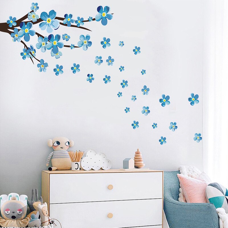 style Blue plum Wall Sticker Art Decals Living roo... – Grandado