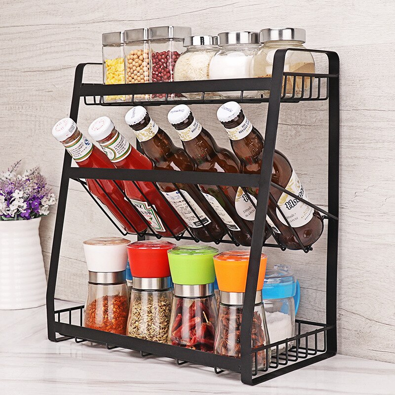 Multi-Functional Three-Layer Seasoning Rack Kitche... – Grandado