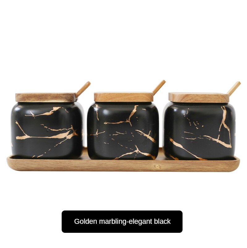 Nordic Style Marble Pattern Seasoning Pot Set Luxu... – Grandado