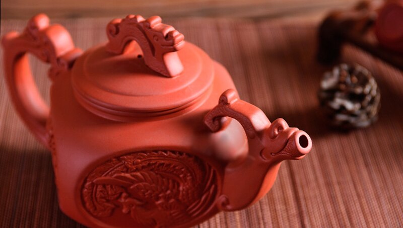 400ml purple clay teapot double-sided dragon and p... – Vicedeal