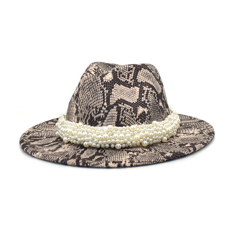 FUODRAO Neue Frauen Snake Print Fedoras Breiter Kr... – Vicedeal