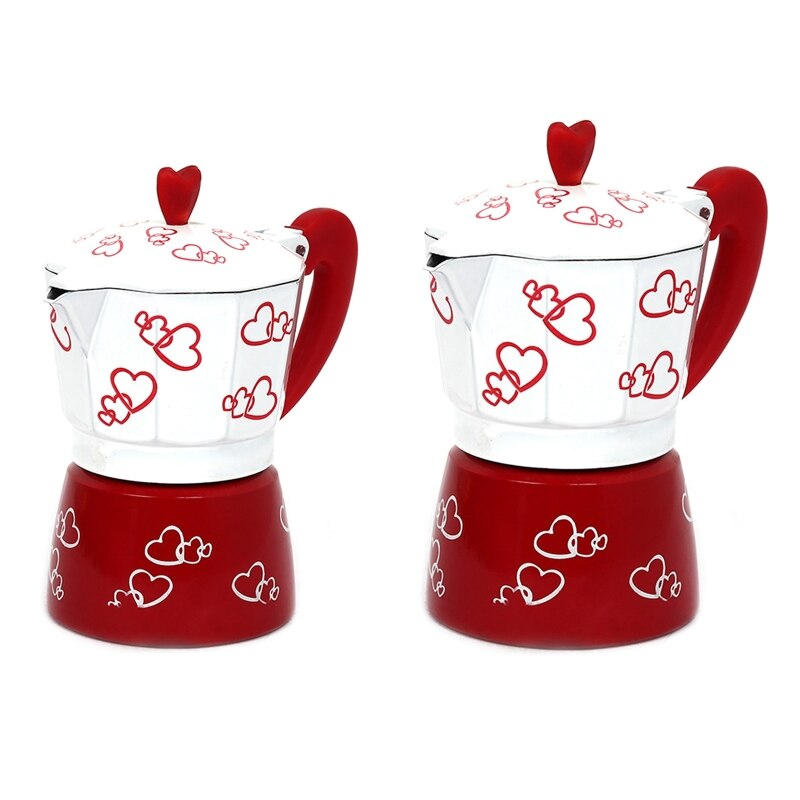 Red Heart Print Coffee Maker Aluminum Alloy Moka P... – Vicedeal