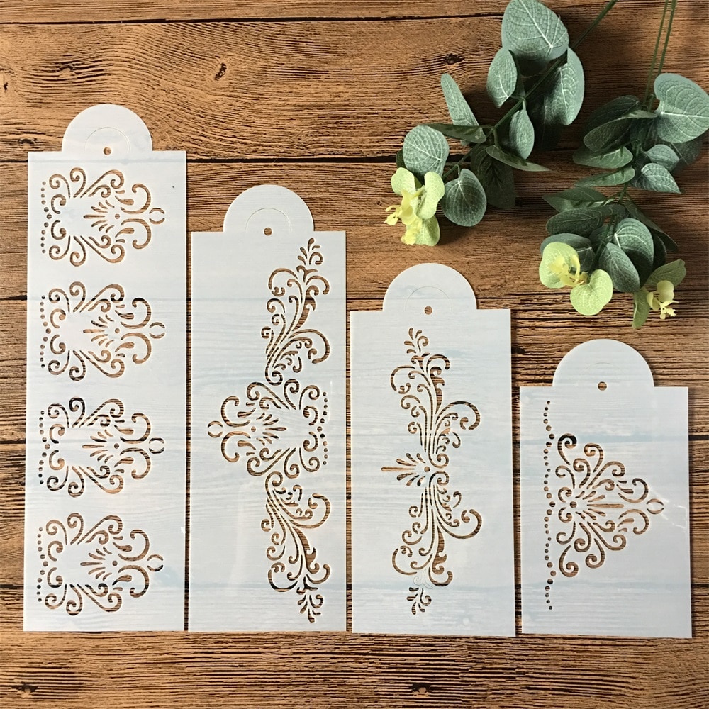 4Pcs/Set 33cm Flower Edge DIY Layering Stencils Wa... – Vicedeal