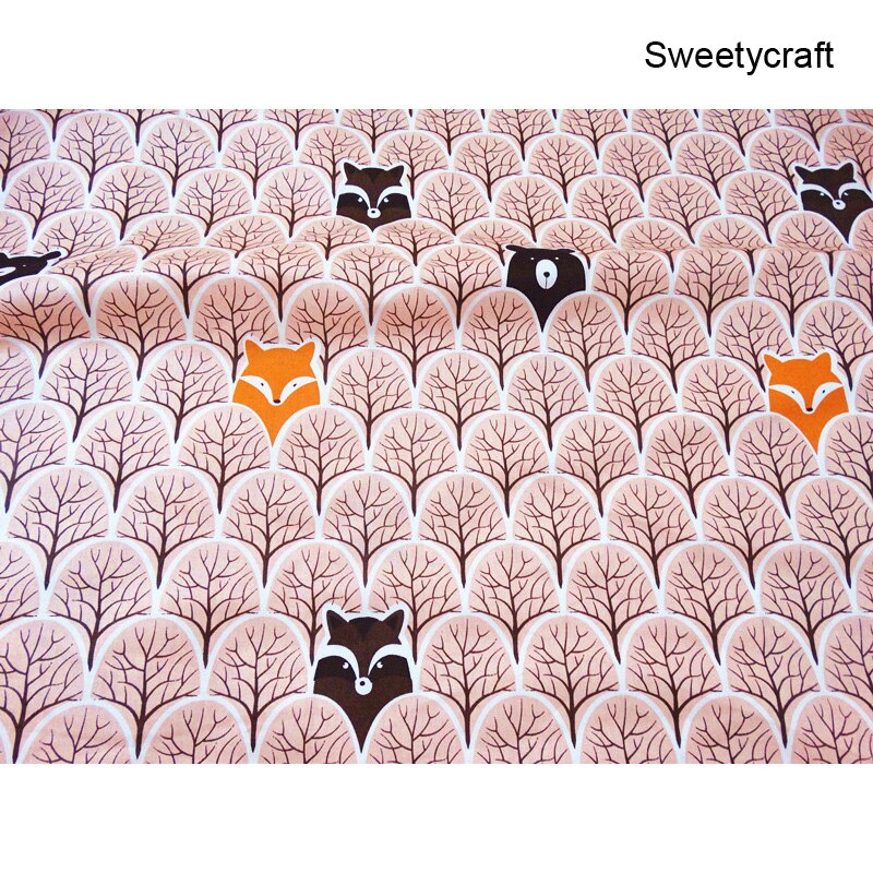 Printed Fox Bear Baby Cotton Twill Quilting Fabric... – Grandado