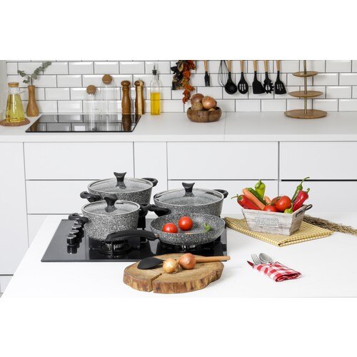 Crown Master Cook 4'lü 7 Piece Granite Cookware Se... – Grandado