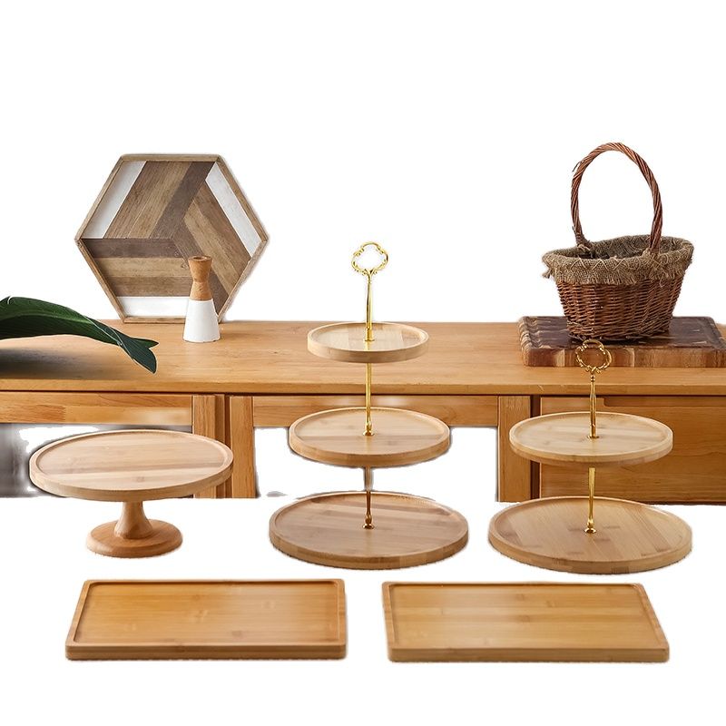 Wood Fruit Plate Three-layer Cake Plates Candy Des... – Grandado