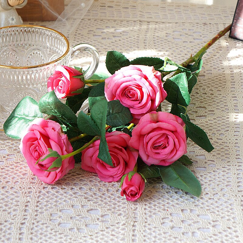7Heads Effie roses long branch with leaf decorativ... – Grandado