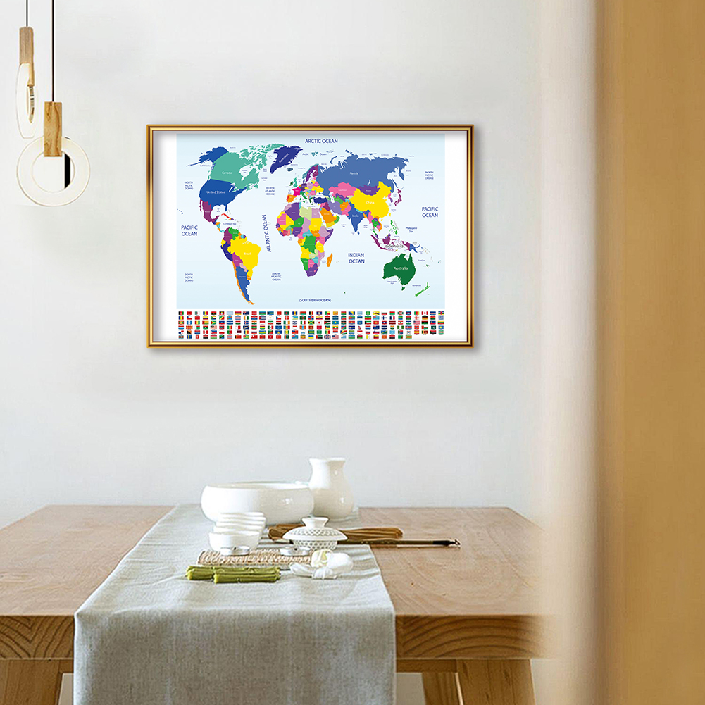 59*42cm Political Map of The World with National F... – Grandado