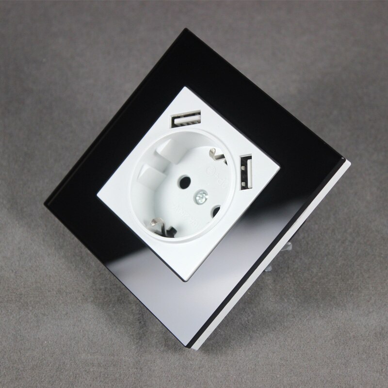 USB wall socket with Grey Acrylic panel wall outle... – Grandado