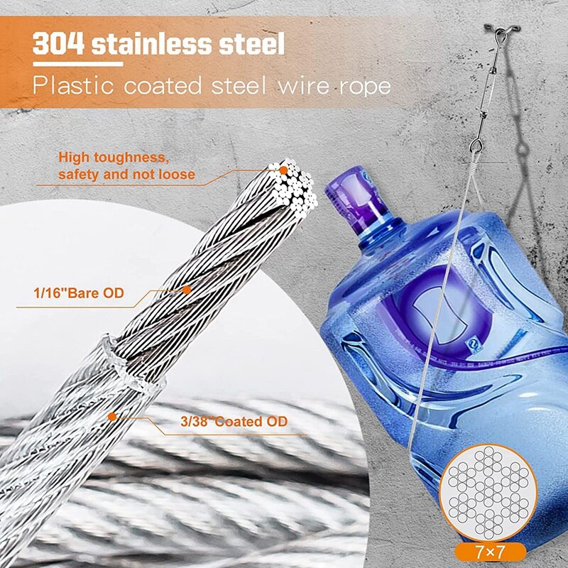 45M PVC Coated Wire Rope Fence Wire Garden Wire fo... – Grandado