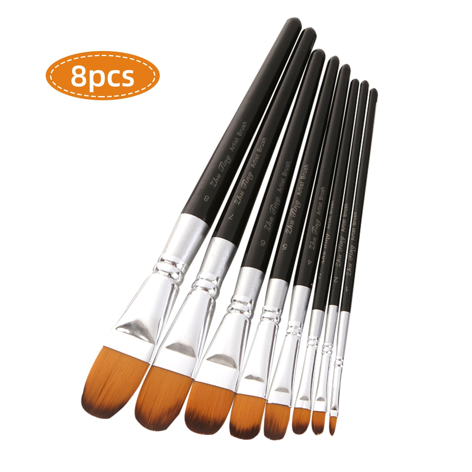 8pcs Paint Brushes Set Filbert Tips Nylon Hair Pai... – Vicedeal