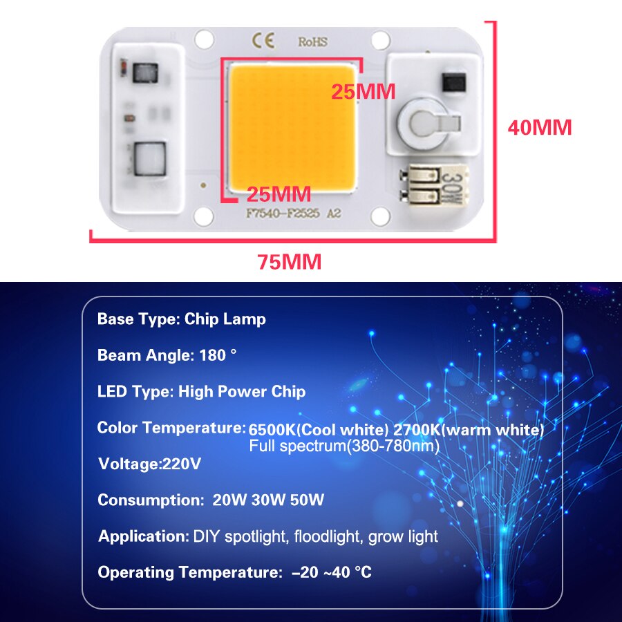 Matriz LED de Chip COB, sin soldadura, CA 220V, 50... – Grandado