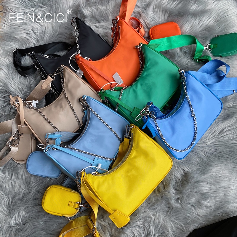 shoulder bag 2 pcs sets purse women nylon crossbod... – Grandado