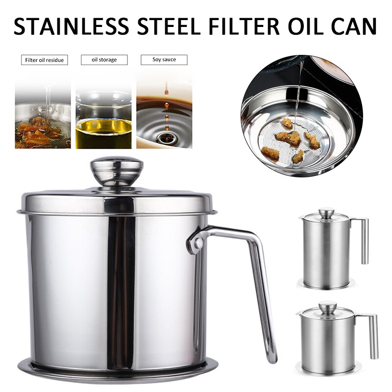 1.3L 43oz Stainless Steel Oil Filter Pot Leakproof... – Grandado