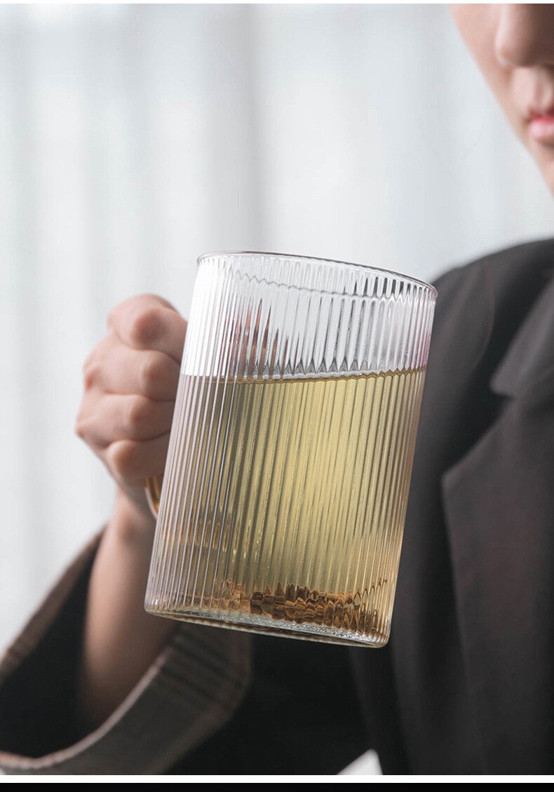 Stripe Cafe glass Stripe Milk Glass Milk Glass Tea... – Grandado