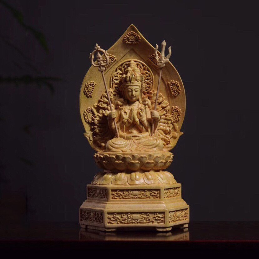 Solid wood Statue of Thousand-Hand Guanyin on Lotu... – Vicedeal