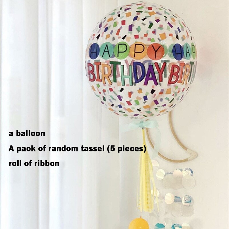 22 Inch Colorful Confetti Printed Transparent Wave... – Grandado