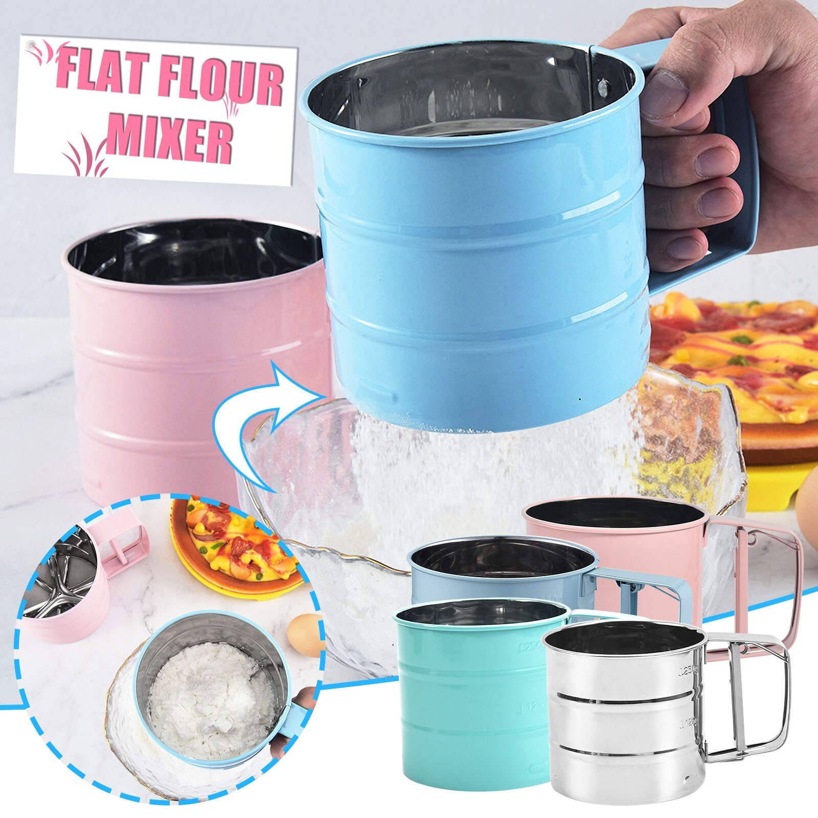 1 stücke Neue Handheld Mehl Sieb Edelstahl Mesh Si... – Vicedeal