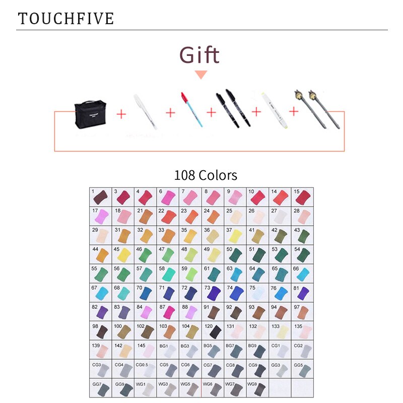 TOUCHFIVE 30/40/60/80/108/168 Colors Standard Mark... – Grandado
