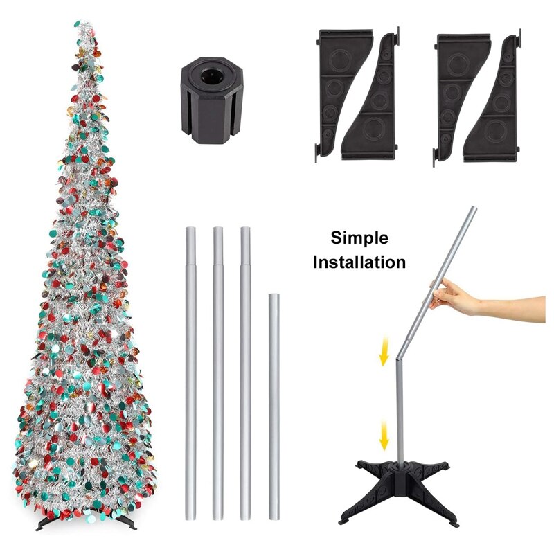 Christmas Tinsel Tree Collapsible Colorful Sequin ... – Grandado