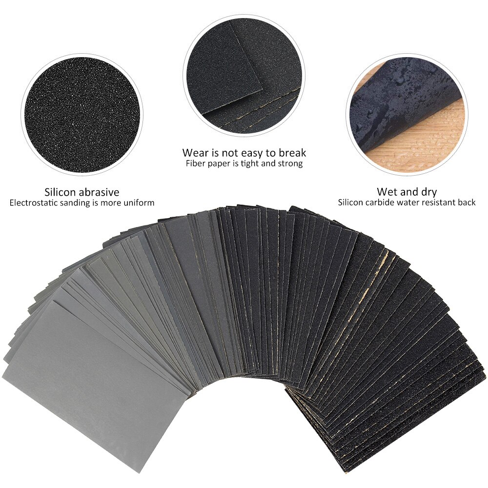 102Pc Wet Dry Sandpaper 60 To 3000 Grit Assortment... – Vicedeal