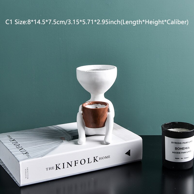 Character Portrait Flower Pot Resin Succulents Pla... – Grandado