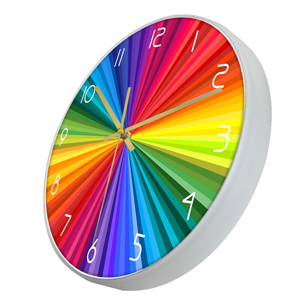 Bright Rainbow Ray Colorful Printed Wall Clock Rai... – Grandado