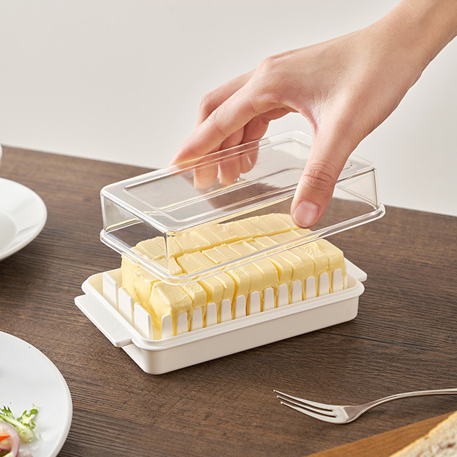Plastic Butter Dish Box Holder Tray with Lid and K... – Grandado