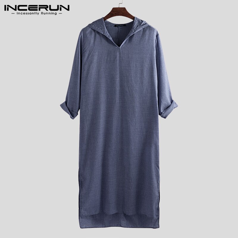 INCERUN Muslim Clothes Men Kaftan Hooded Long Slee... – Grandado