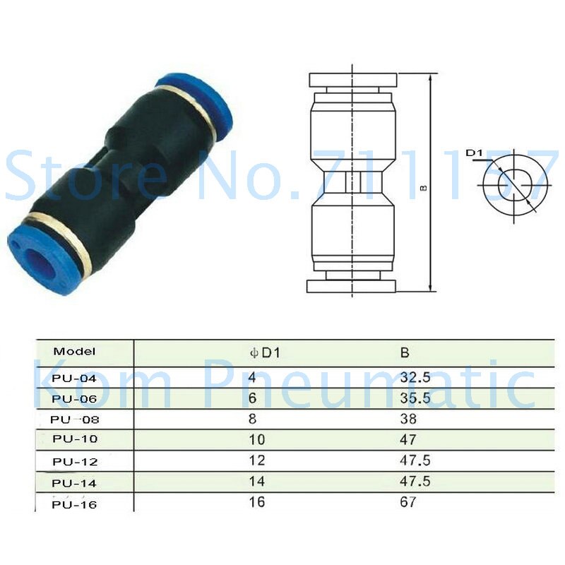 PU-06 Plastic Union Straight Pneumatic 6mm - 6mm T... – Grandado
