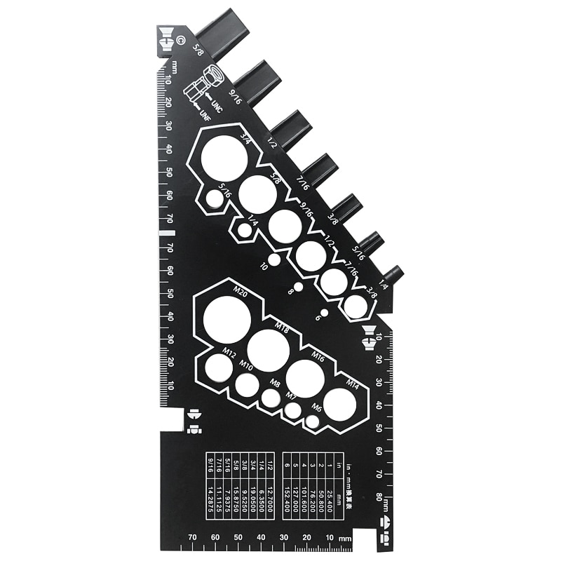 Inch/Metric Bolt Nut Gauge Square Ruler Protractor... – Grandado