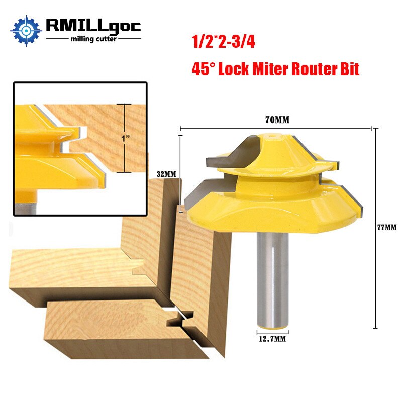 1/2 Inch Shank 45 Degree Lock Miter Router Bit 1/4... – Grandado