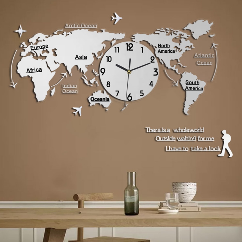 1pc Silent World Map Wall Clock Decorative Home Li... – Vicedeal