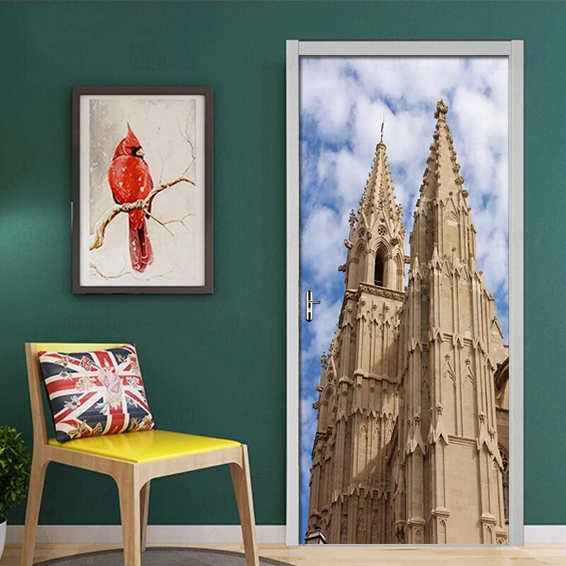 PVC Self-Adhesive DIY Door Stickers European Castl... – Grandado