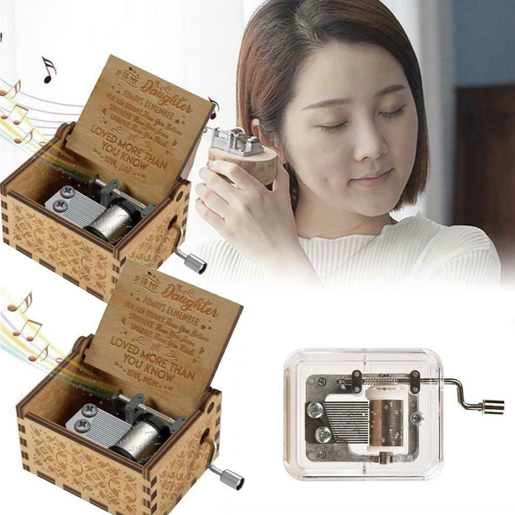 Hand Crank Wooden Engraved Music Box Hand Crank Mo... – Vicedeal