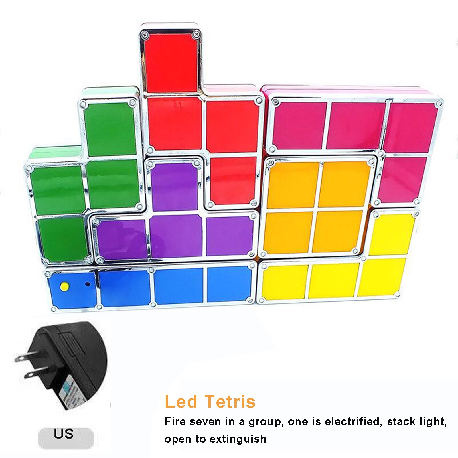 DIY Tetris Night Light Stackable 7 Pieces LED Indu... – Grandado