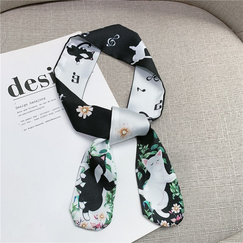 Long Silk Scarf Bag Tie Lady Neck Skinny Scarves H... – Grandado