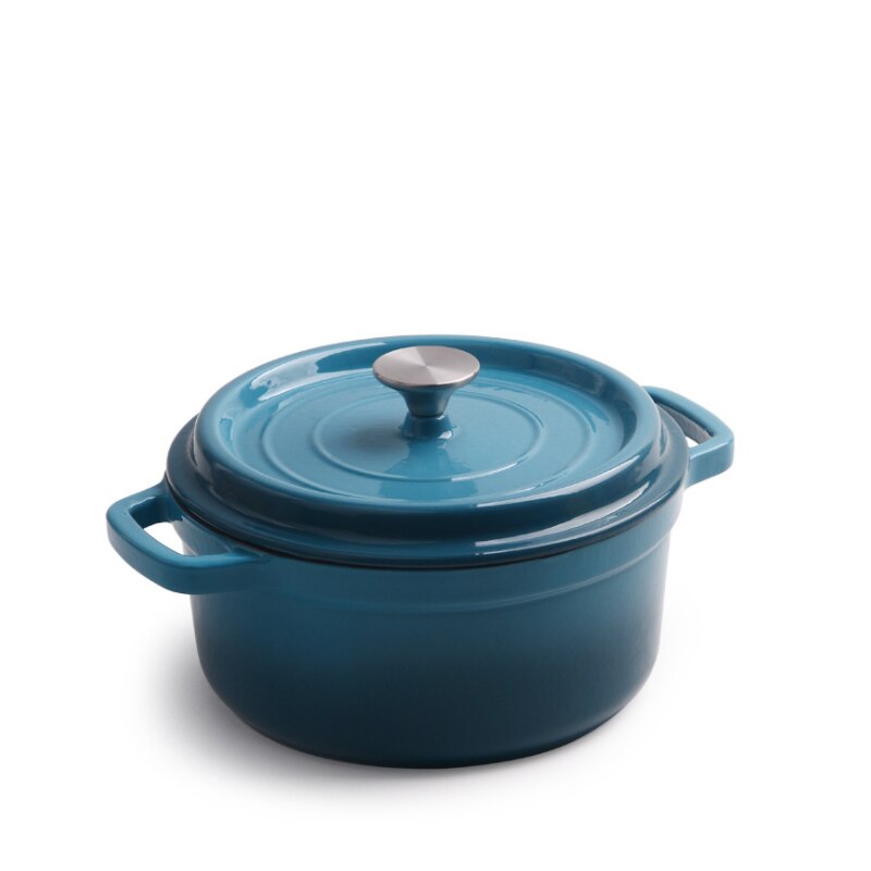 22cm Cast Iron Blue Enamel Stew Pot – Grandado