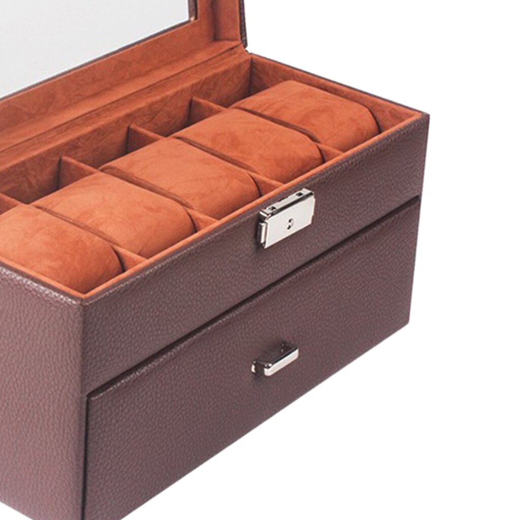 10 Slot Leather Watch Box Jewelry Display Drawer W... – Grandado