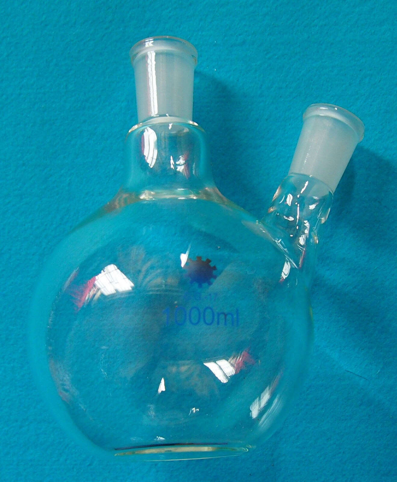 1000 ml, 2-Hals, 24/40, Vlakke Bodem Glazen Kolf, ... – Vicedeal