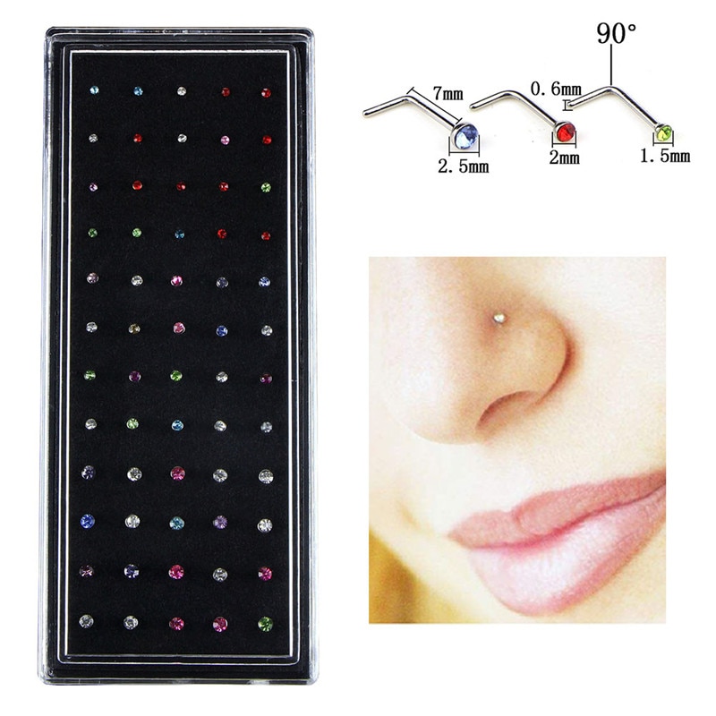 60pcs/set Titanium Opal Stone Piercings Nose Nostr... – Vicedeal