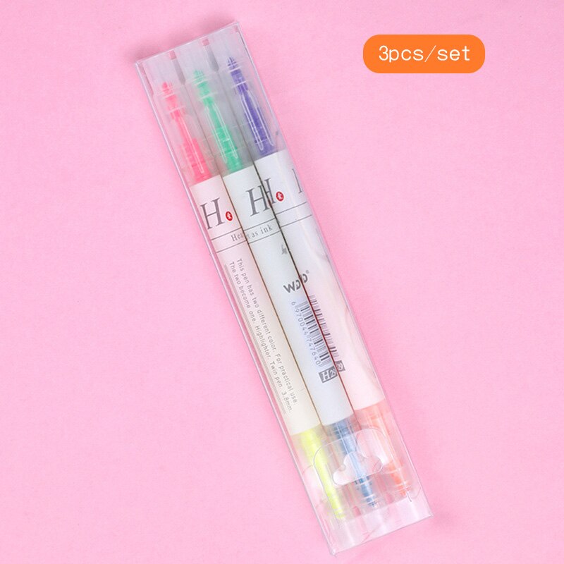 3/6Pc Double Head Highlighter Marker Pen Candy Col... – Grandado