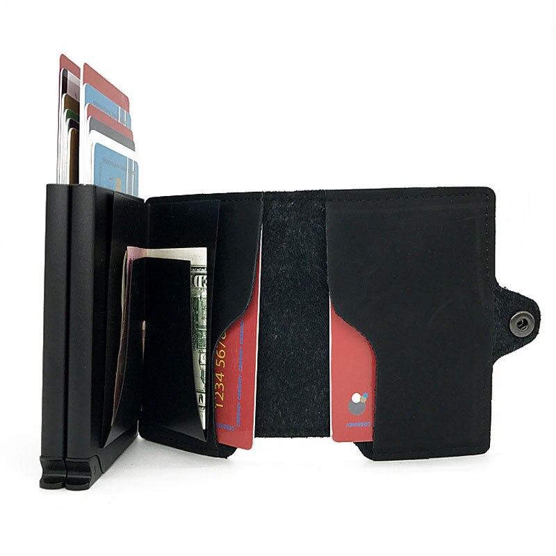 Vintage Double Metal ID Credit Card Holder RFID Bl... – Grandado