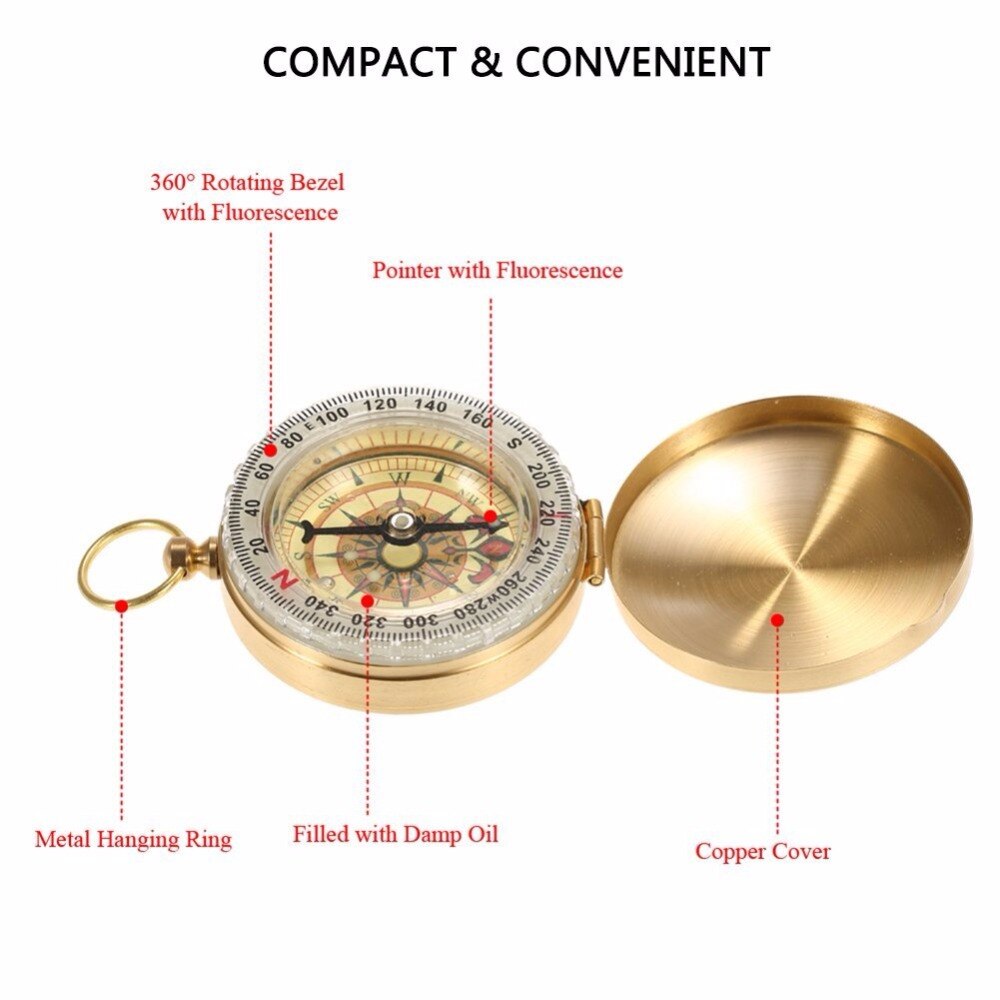 Luminous Camping Compass Copper Glow in the Dark S... – Grandado