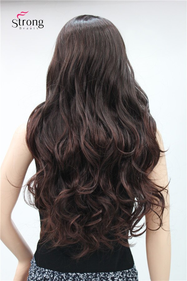 Long Wavy Skin Top, No Bangs, Full Synthetic Wig D... – Grandado